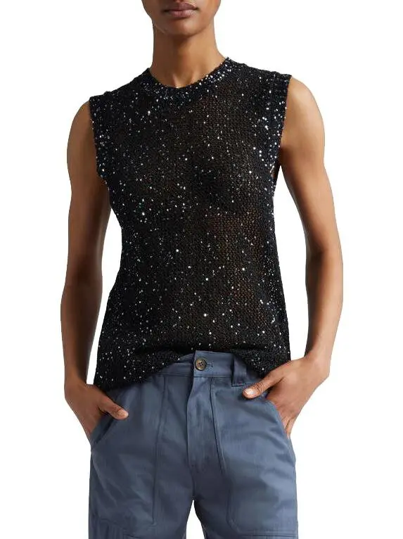 GOLDEN GOOSE Journey Sequin Sleeveless Sweater - Black