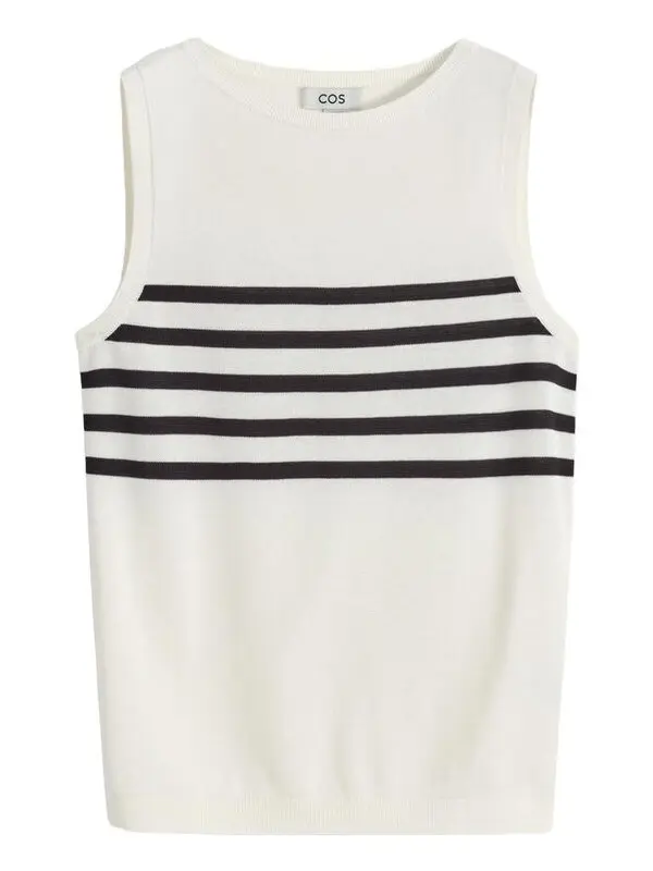 Cos Striped Knitted Tank Top - White