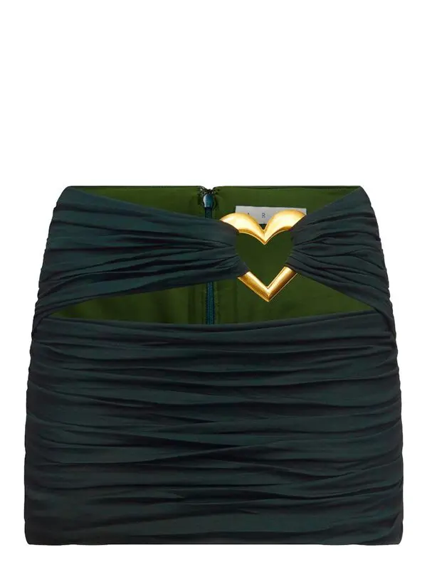 AREA Heart Ruched Mini Skirt - Green