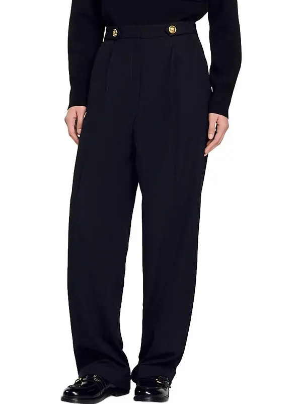 Sandro Tosca Wide Leg Trousers - Black