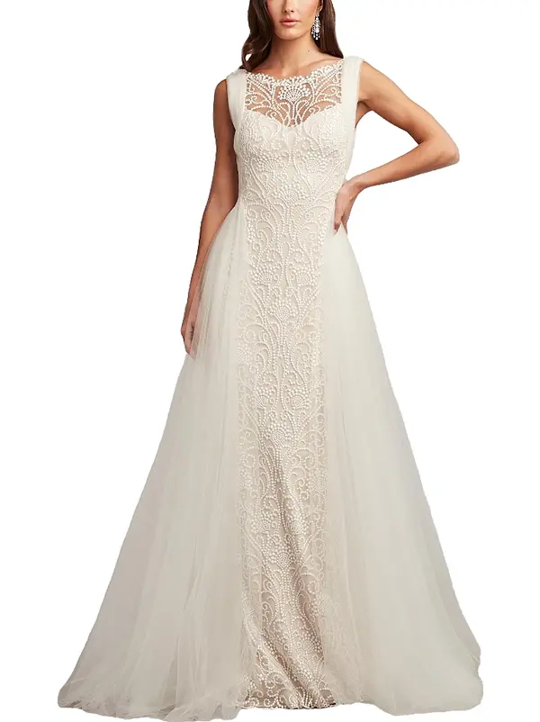Tadashi Shoji Alamo Embroidered Gown - Ivory