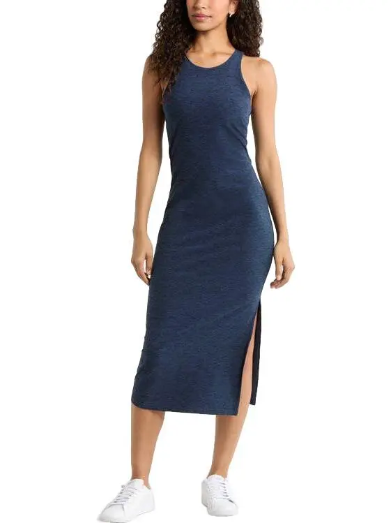 Zella Renew Mélange Midi Tank Dress - Navy Sapphire Melange