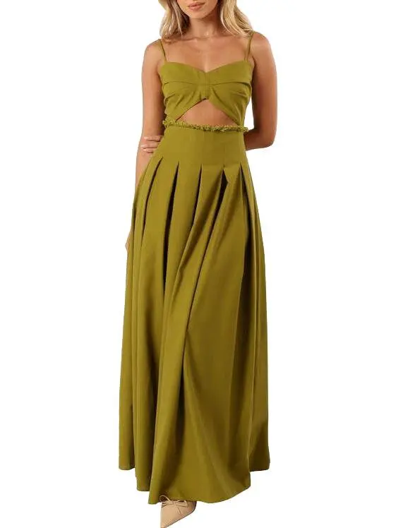PETAL & PUP Skye Cutout Maxi Dress - Moss