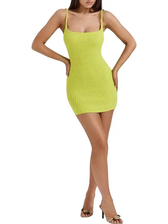 House Of Cb Neri Terry Rib Minidress - Limeade
