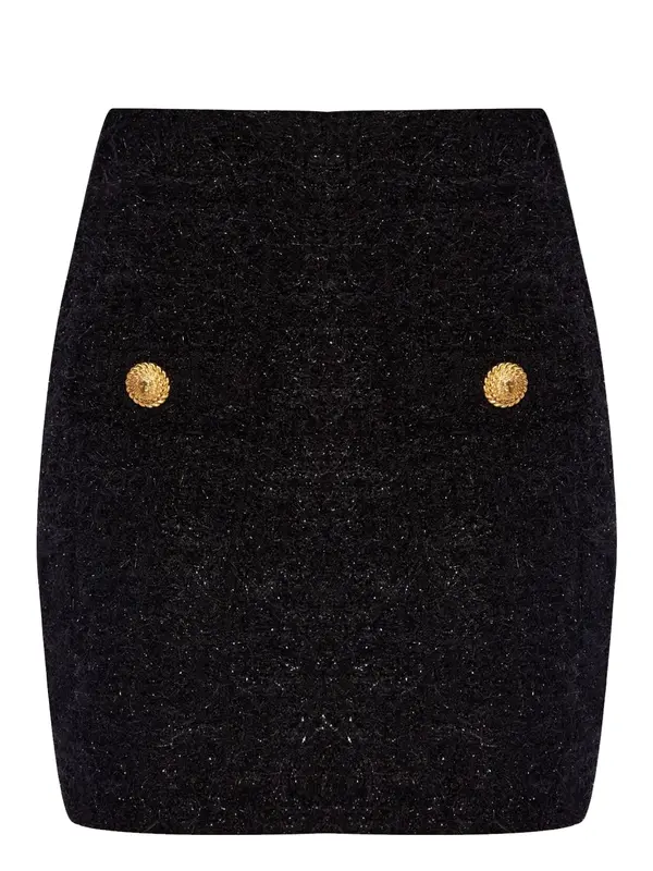 Balmain Buttoned Tweed Skirt - Black
