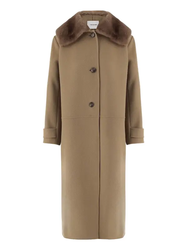 YVES SALOMON Wool And Cashmere Long Coat - Beige