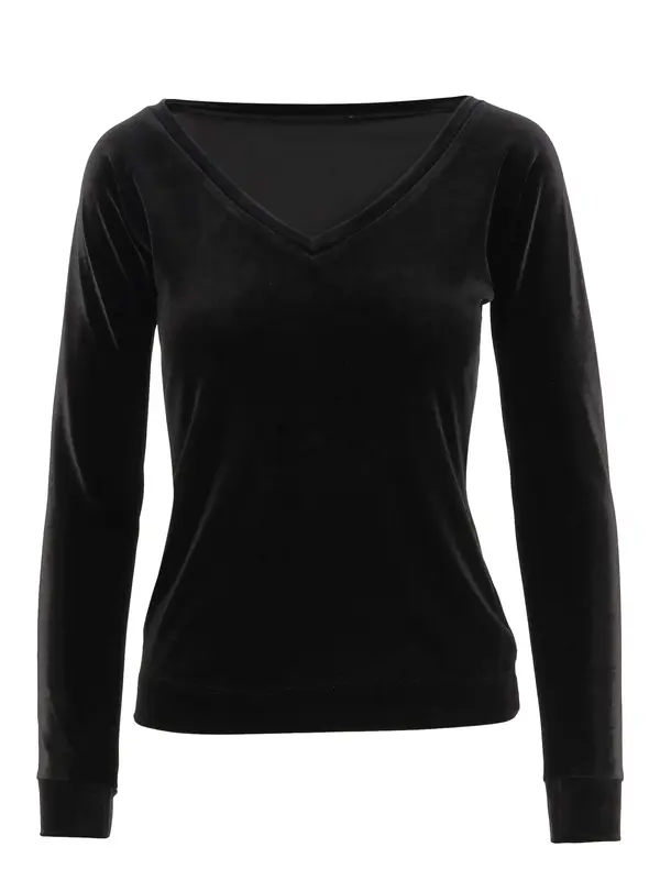 STEPHAN JANSON Stretch Velvet Jersey Top - Black