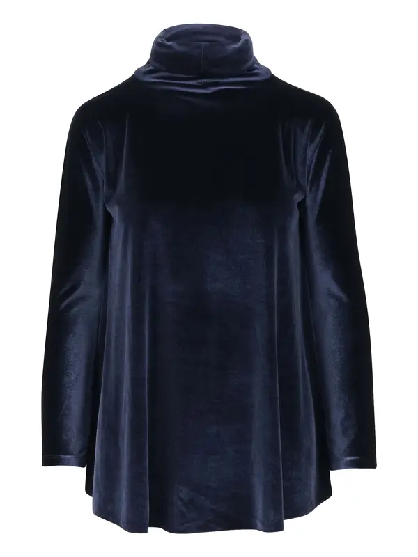 STEPHAN JANSON Stretch Velvet Jersey Blouse - Blue