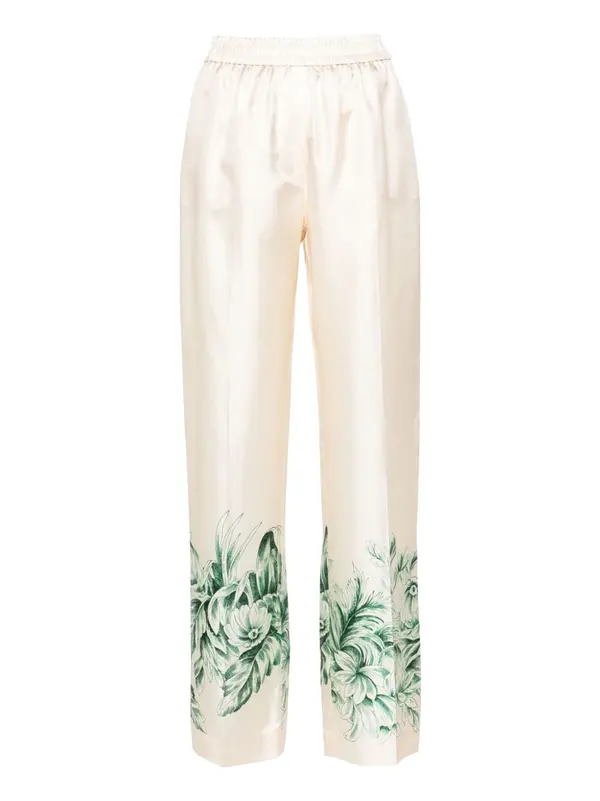 F.R.S FOR RESTLESS SLEEPERS Silk Printed Trousers - Green
