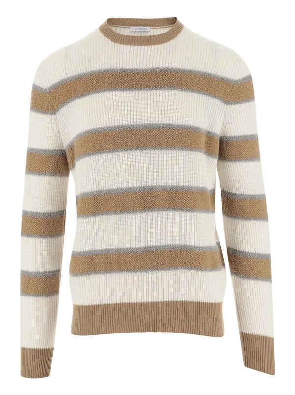Malo Striped Cashmere Sweater - Red