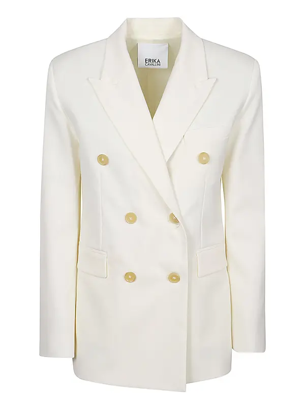 Erika Cavallini Wool Twill Alberta Blazer Jacket - White