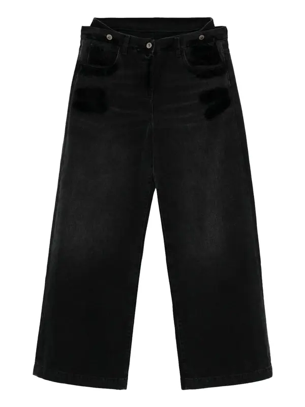 Attico Wide Leg Denim Jeans - Black