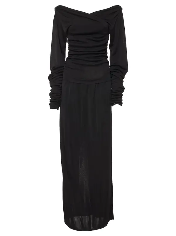 Khaite Fable Draped Maxi Dress - Black