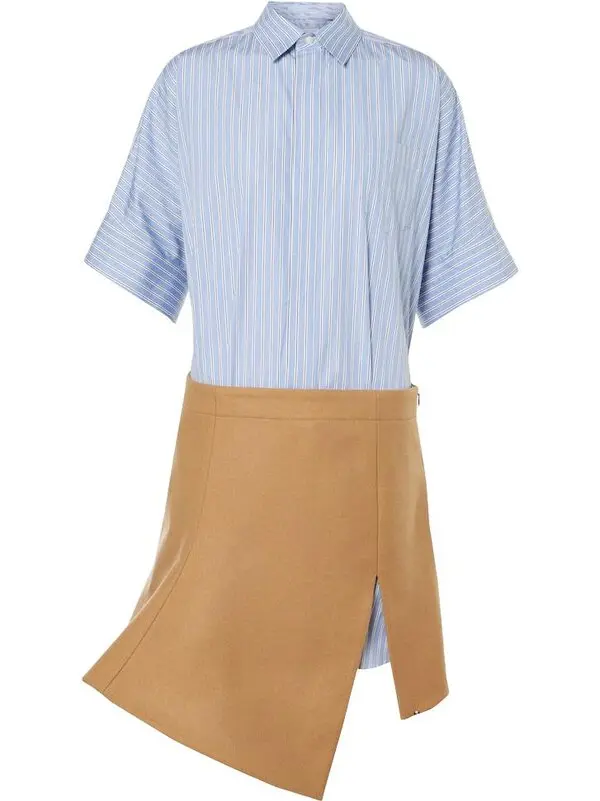 Sacai Melton Cotton Poplin And Wool Minidress - Multicoloured