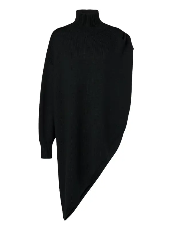 Alaïa Asymmetric Caped Turtleneck Sweater - Black