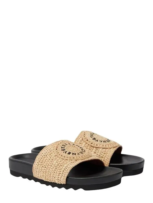 Stella McCartney Mccartney Elyse Logo Raffia Slides - Neutrals