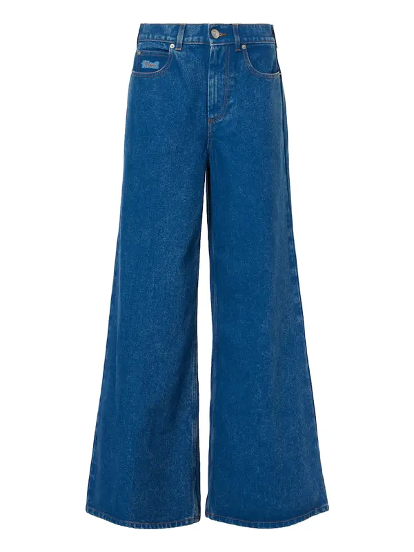 Marni Logo Wide-leg Jeans - Blue