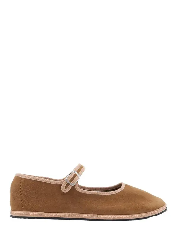 VIBI VENEZIA Suede Mary Jane Flats - Tan