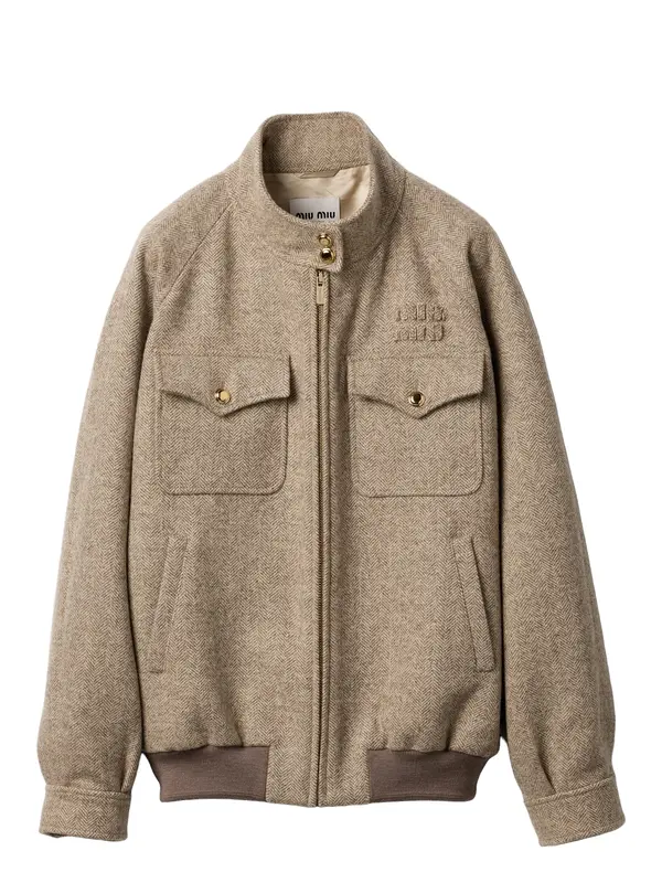 Miu Miu Chevron Blouson Jacket - Khaki