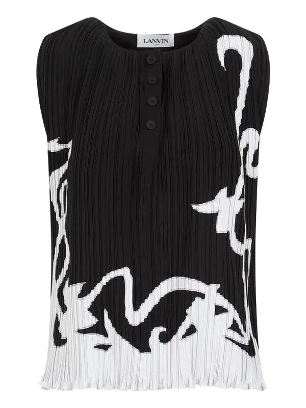 LANVIN Sleeveless Pleated Top - Black