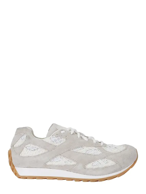 Bottega Veneta Orbit Tonal-panel Net-covered Low-top Trainers - Winter Wht