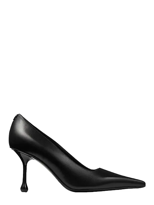 JIMMY CHOO Ixia 80 Logo-embellished Leather Heeled Courts - Black