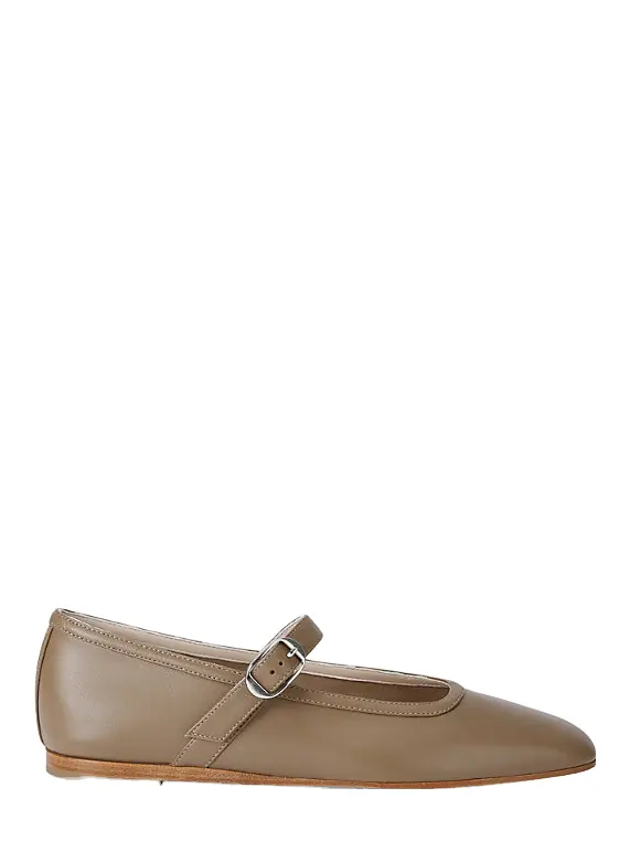 Le Monde Beryl Mary Jane Leather Ballet Flats - Taupe