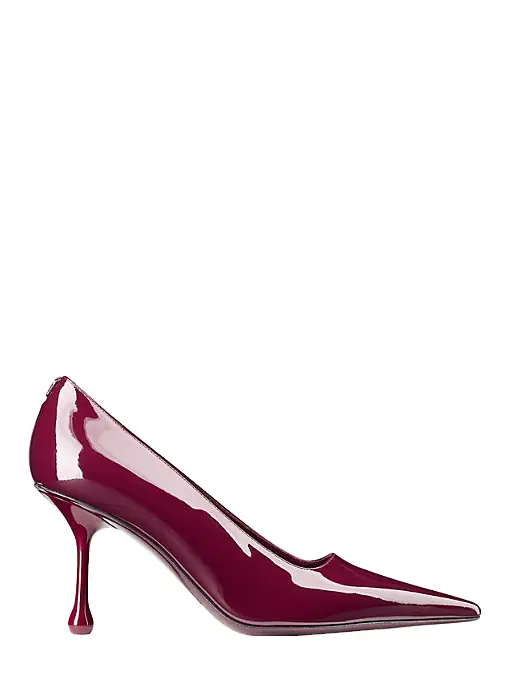 JIMMY CHOO Ixia 80 Logo-embellished Patent-leather Heeled Courts - Garnet