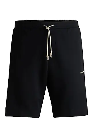 Hugo Boss Logo-embossed Regular-fit Stretch-cotton Shorts - Black
