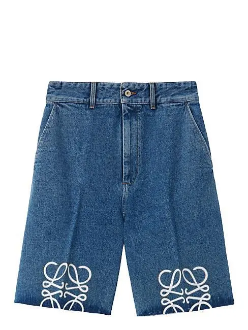 Loewe Anagram Raw-hem Denim Shorts - Jeans Blue