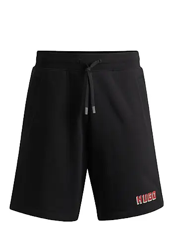 Hugo Relaxed-fit Logo-print Sweatshorts - Black
