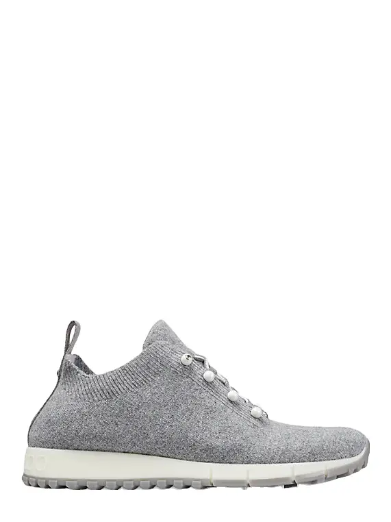 JIMMY CHOO Veles Faux Pearl-embellished Knitted Low-top Trainers - X Ash Mix