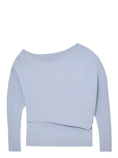 REISS Lorna Draped Asymmetric Jumper - Blue