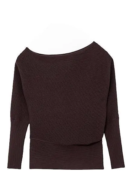 REISS Draped-neck Asymmetric Stretch-knit Jumper - Plum