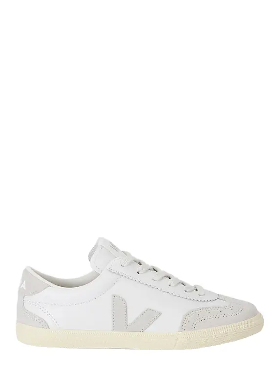 VEJA Volley Logo-embroidered Leather Low-top Trainers - White
