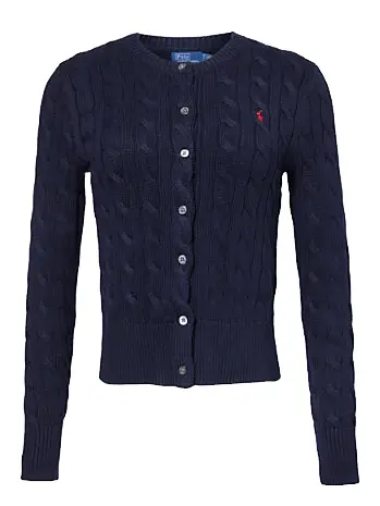 Polo Ralph Lauren Brand-embroidered Cable-knit Cotton Cardigan - Hunter Navy