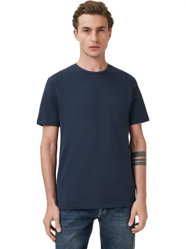 ALLSAINTS Brace Brushed Cotton Crew Neck T-shirt - Navy Blue