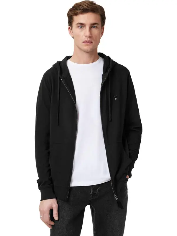 ALLSAINTS Brace Zip Up Ramskull Hoodie - Jet Black
