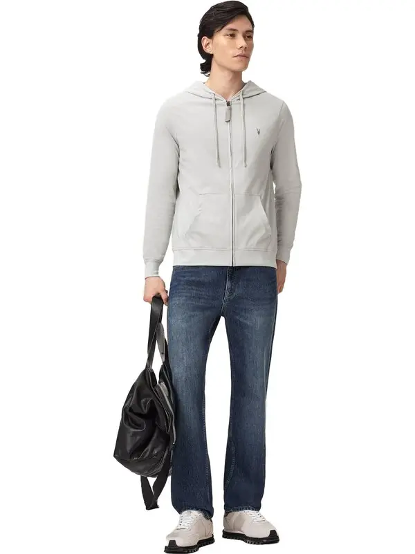 ALLSAINTS Brace Ramskull Zip-up Hoodie - Pebble Grey