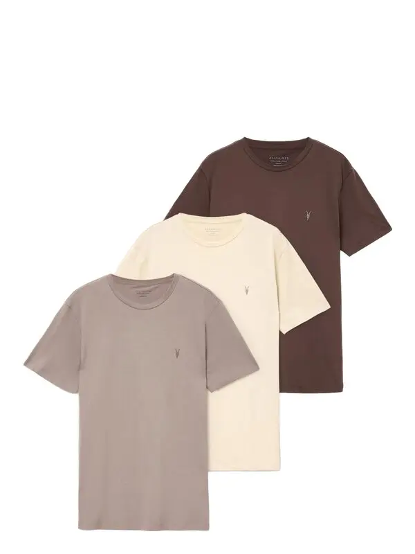 ALLSAINTS Brace Brushed Cotton T-shirts 3 Pack - Grey/ganache/brown