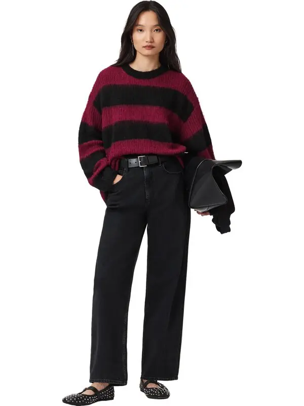 ALLSAINTS Onyx Striped Relaxed Sweater - Black/red