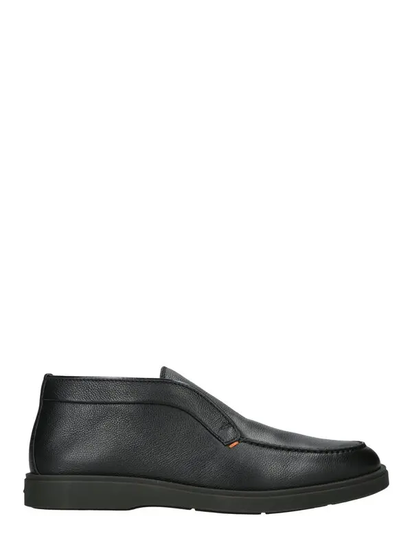 Santoni Leather Detroit Ankle Boots - Black
