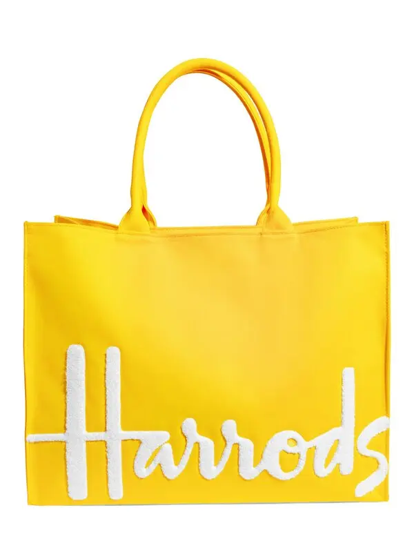 Harrods Large Cotton Logo Tote Bag - Yellow