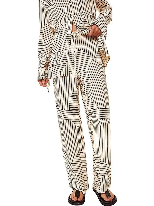 Whistles Angled Stripes Pants - Ivory/multi