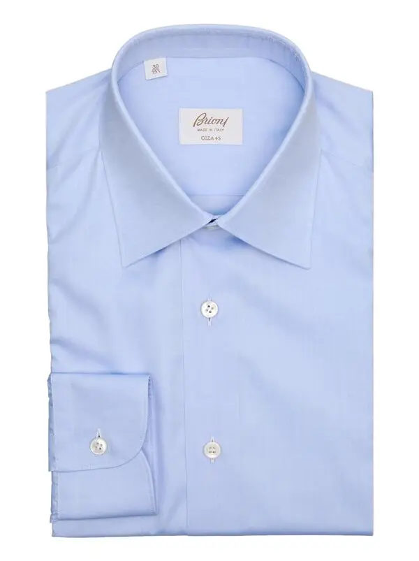 Brioni Brew Giza 45 Cotton Twill Dress Shirt - Blue
