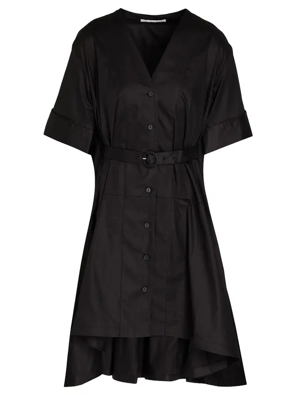 Palmer//harding Belted Stretch-cotton Poplin Mini Dress - Black
