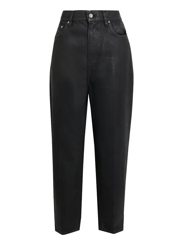 TOTEME Cropped Waxed Tapered Pants - Black