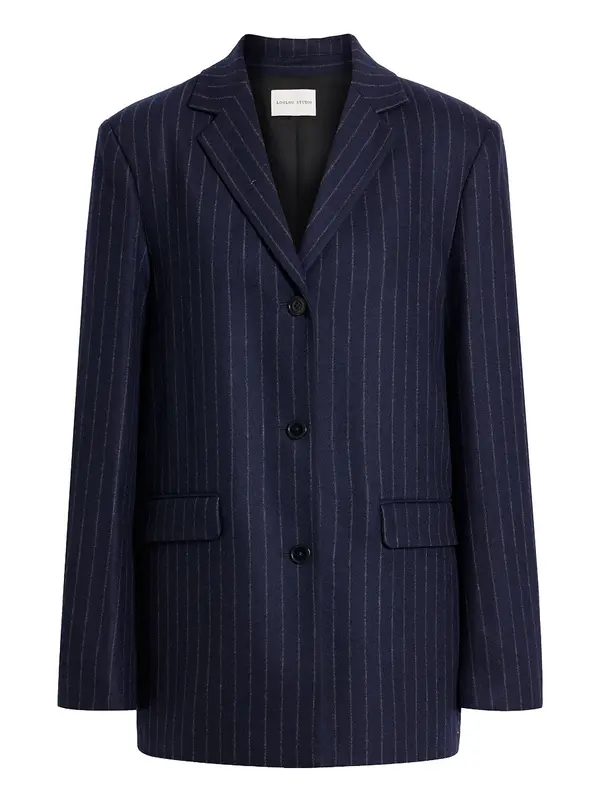 Loulou De Saison Loulou Studio Senja Pinstriped Wool-blend Blazer - Navy