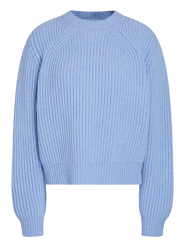 Another Tomorrow Ribbed Cashmere And Wool-blend Sweater - Light Blue