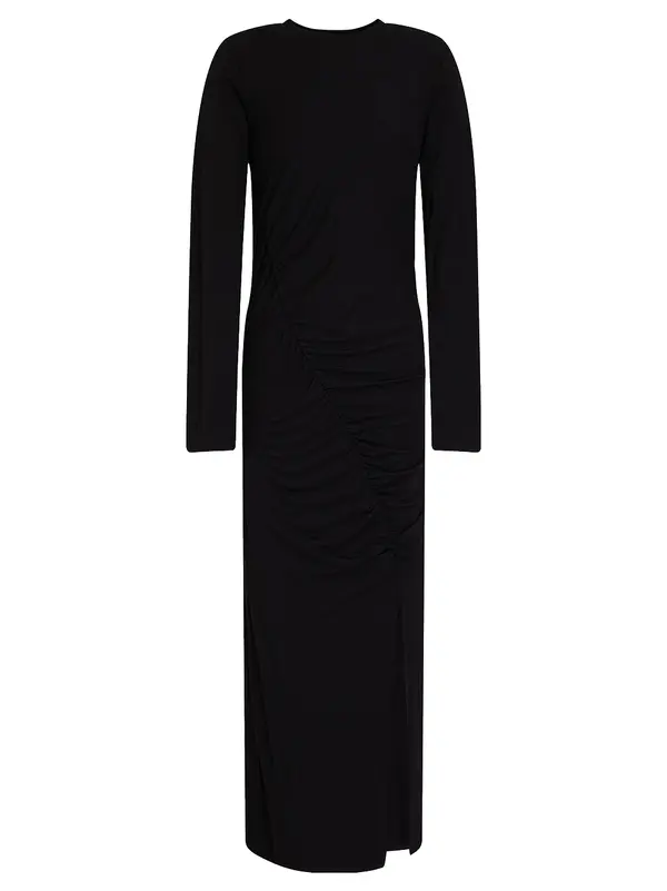 Another Tomorrow Ruched Jersey Midi Dress - Black